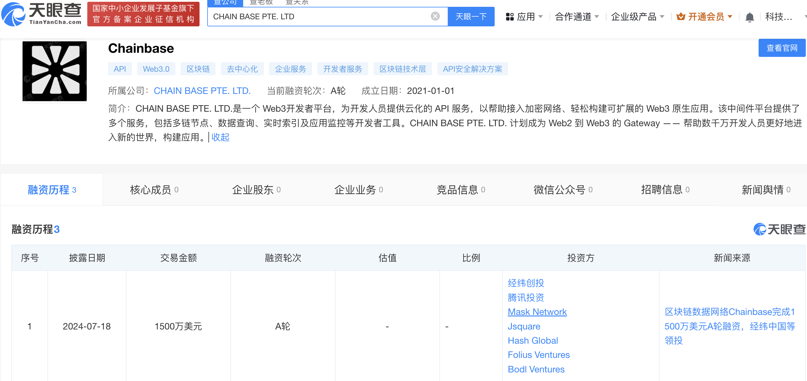 腾讯投资区块链数据商Chainbase，经纬中国领投_科技边角料